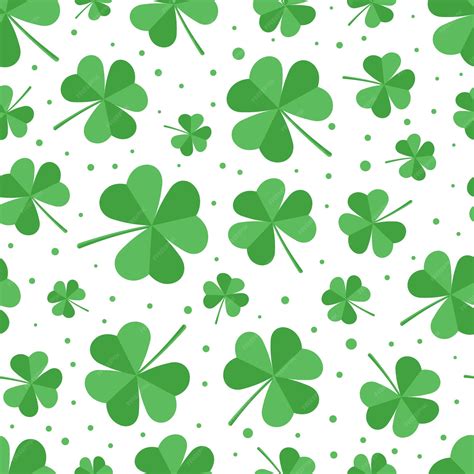 Premium Vector Green Clover Leaves Seamless Pattern On White Background Shamrock Pattern