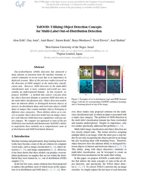 Zolfi Yolood Utilizing Object Detection Concepts For Multi Label Out Of Distribution Detection