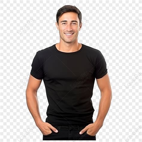 격리된 배경에 검은색 티셔츠를 입은 남자평상복클립 아트 Png 일러스트 무료 다운로드 Lovepik