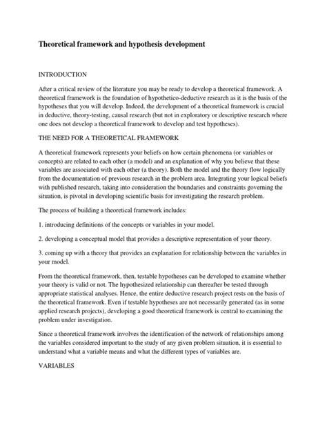 Theoretical Framework And Hypothesis Development Pdf Hypothesis Conceptual Framework