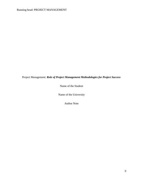 Role Of Project Management Methodologies For Project Success
