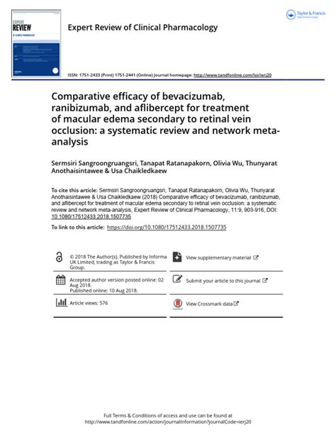 Efficacy Of Bevacizumab Ranibizumab And Aflibercept For Treatment Of Macular Edema Secondary