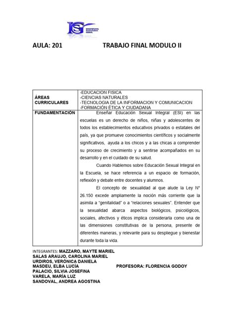 Trabajo Final Modulo Ii Pdf La Sexualidad Humana Educación Sexual