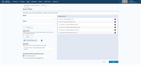Invite Your Entire Talent Roster At Once With Bulk Uploads