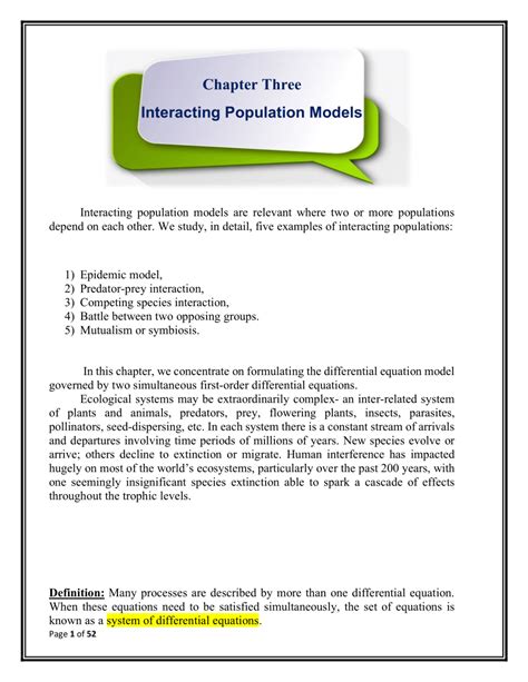 Pdf Chapter Three Interacting Population Models