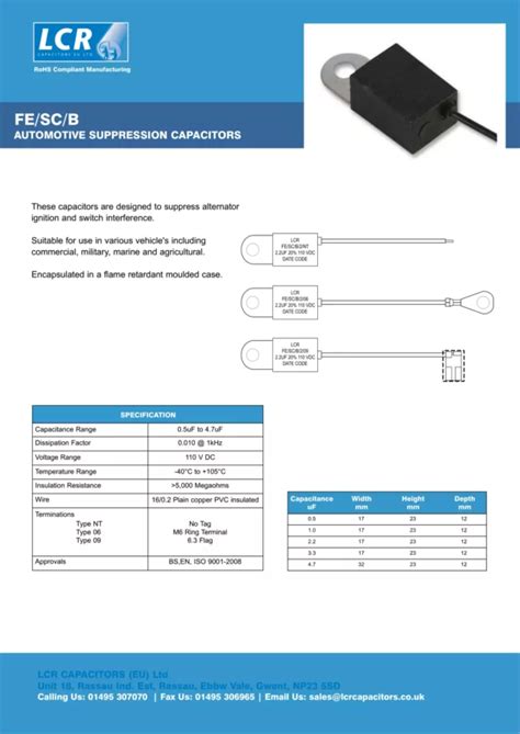 Fescb Automotive Suppression Capacitors Lcr Capacitors Eu Ltd