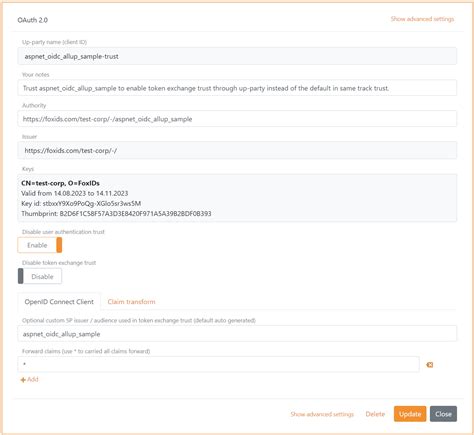 Token Exchange FoxIDs