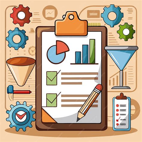 A Clipboard With Graphs Checklists And Tools For Analysis Premium Ai
