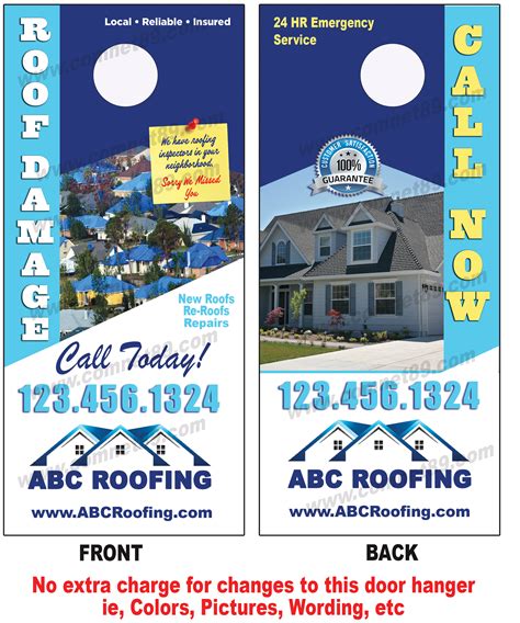 Storm Damage Roofing Door Hanger Sorry We Missed You Hail Damage