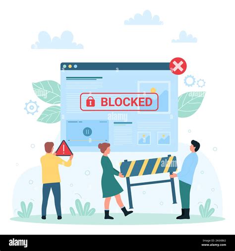 Content Restriction Ip Blocking Vector Illustration Cartoon Tiny