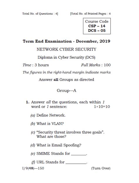 OSPU CSP DCS Network Cyber Security Dec Question Paper University Question Papers