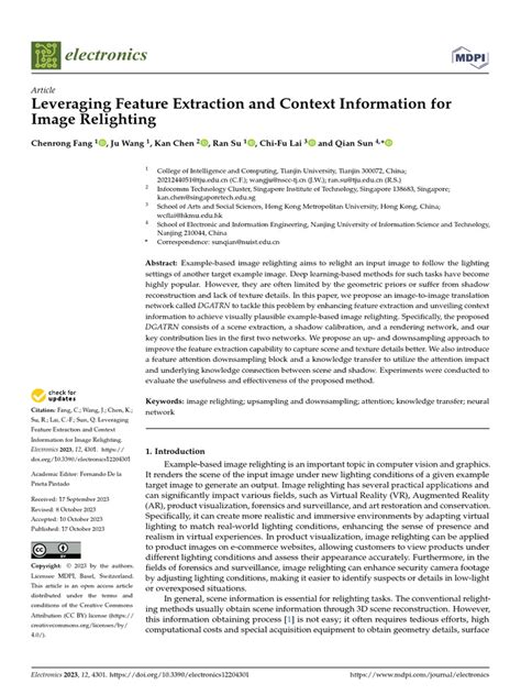 Leveraging Feature Extraction And Context Information For Image Relighting Pdf