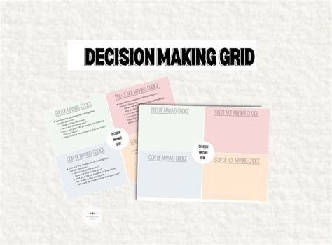 Executive Functioning Decision Making Grid Etsy