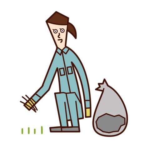 쓰레기를 줍는 사람들의 일러스트 무료 일러스트 소재집 Kukukeke