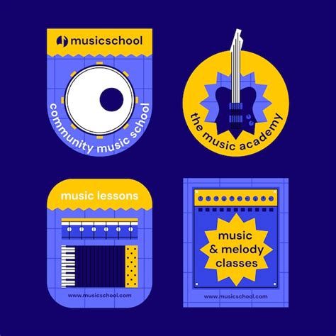 Free Vector Flat Design Music School Label Collection
