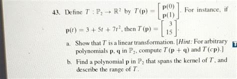 solved 3 define t p2→r2 by t p [p 0 p 1 ] for instance