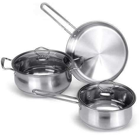 Cookware Set 3 Piece Home Kitchen Stainless Steel Grandado