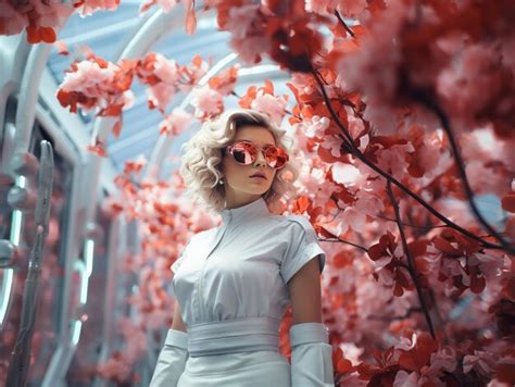 Premium Photo Futuristic Fashion Woman Portrait Wearing Trendy Haute