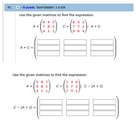 solved use the given matrices to find the expression a