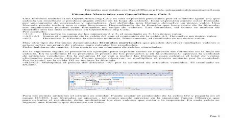 Fórmulas Matriciales Con Calc 3€¦ · Fórmulas Matriciales
