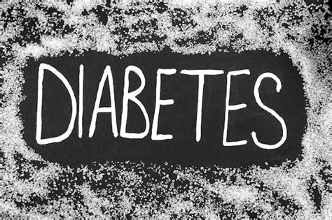 Composición Con Palabra Diabetes Y Azúcar Sobre Fondo Negro Foto Premium