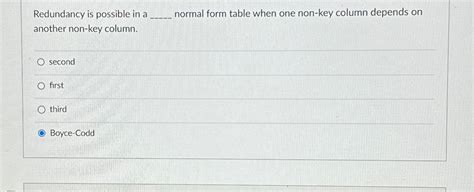 Solved Redundancy Is Possible In A Normal Form Table When