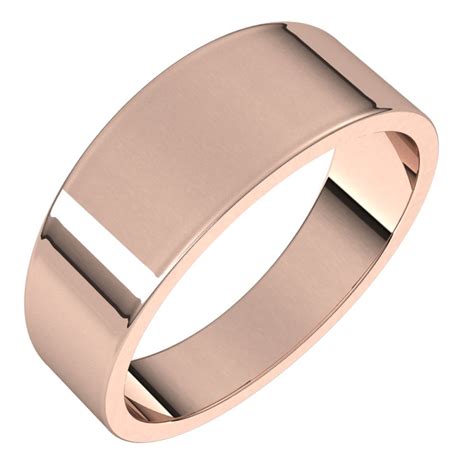 14k Rose Gold 7mm Flat Tapered Classic Bridal Wedding Engagement