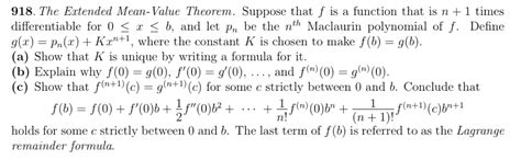 Solved The Extended Mean Value Theorem Suppose That F Is A Chegg