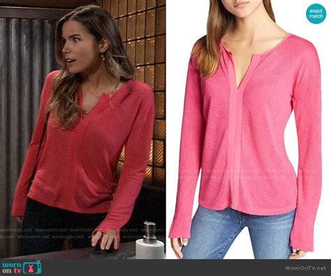 Sashas Pink Split Neck Top On General Hospital Pink Henley Top