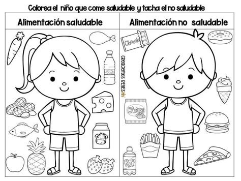 Alimentos Saludables Y Alimentos Chatarra Para Colorear Alimentos