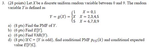 Solved 3 28 Points Let X Be A Discrete Uniform Random