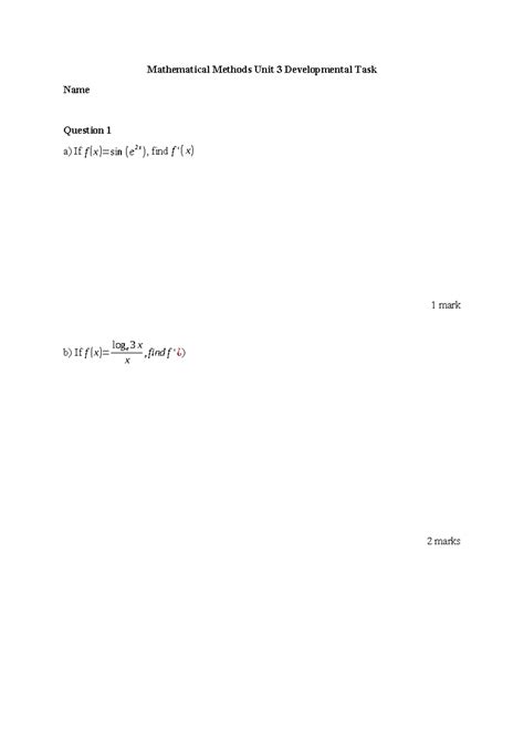 Sac Developmental Task Mathematical Methods Unit 3 Questions Studocu