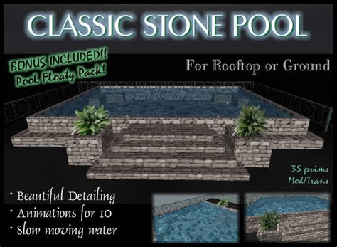 Second Life Marketplace Classic Stone Pool Wbonus Pool Floaty Pack