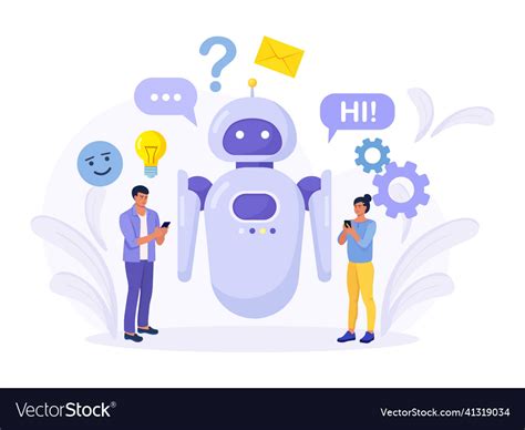 Tiny People Chatting With Chatbot Application Ai Vector Image