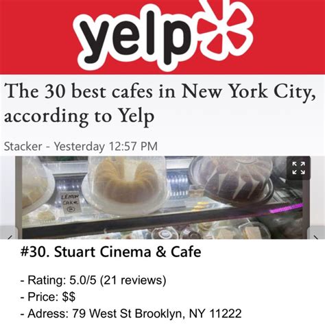 Emelyn Stuart On Linkedin We Made The List According To Yelp There Are Over 3300 Cafes In Ny We…