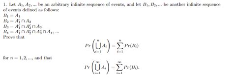 Solved 1 Let A1 A2 Be An Arbitrary Infinite Sequence