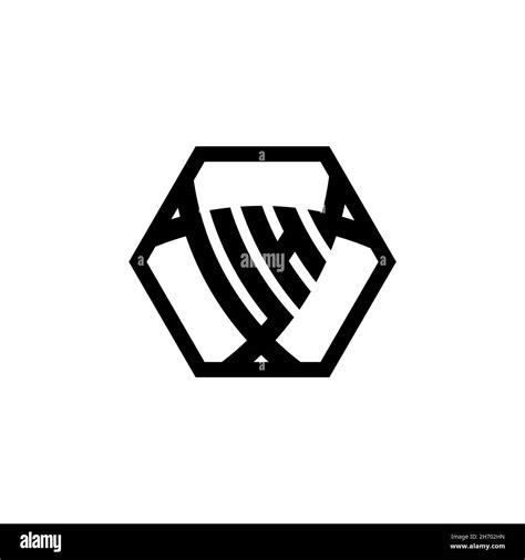 Uh Monogram Logo Letter With Triangle Shield Shape Hexagonal Rounded Triangle Monogram Logo