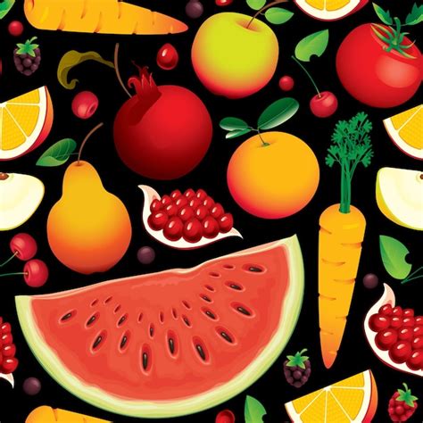 Premium Vector Fruity Seamless Background