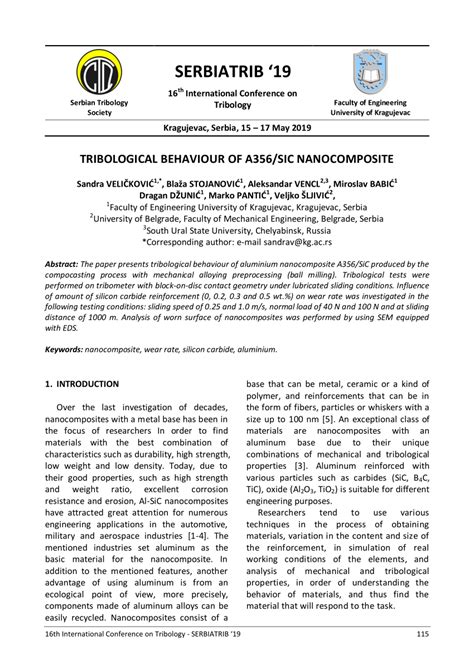 Pdf Tribological Behaviour Of A356 Sic Nanocomposite