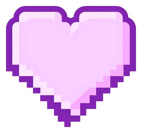 픽셀화 된 Png 심장 보라색 모양 프리미엄 Ai 생성 이미지