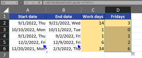 number of fridays between two dates excel and adam