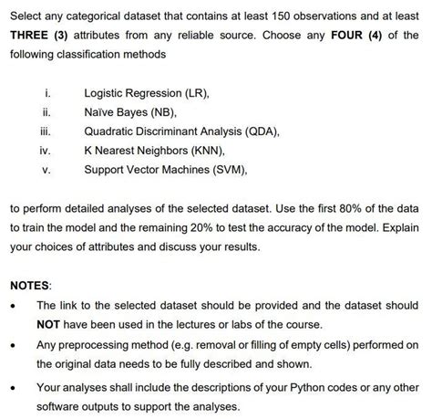Solved Select Any Categorical Dataset That Contains At Least