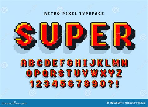 Pixel Vector Font Design Stylized Like In 8 Bit Games Stock Vector Illustration Of Cartoon
