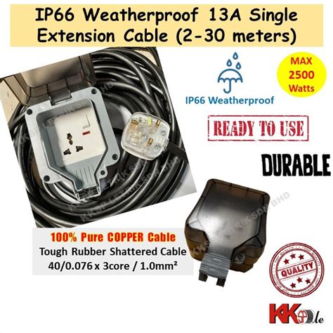 2500 Watts Ip66 Waterproof Weatherproof Extension 13a Single Socket