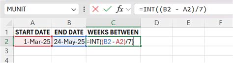 How To Calculate How Many Weeks Between Two Dates In Excel Myexcelonline