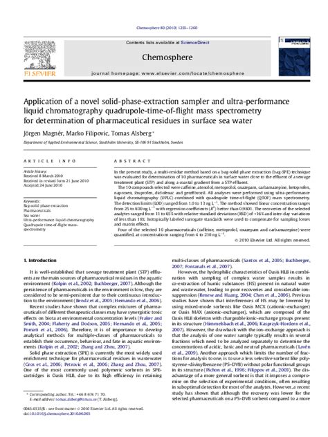 Pdf Application Of A Novel Solid Phase Extraction Sampler And Ultra