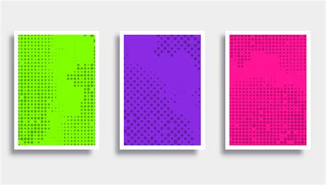 하프 톤 패턴과 다채로운 배경의 집합입니다 전단지 포스터 브로셔 커버 타이포그래피 또는 기타 인쇄 제품을 위한 복고풍 디자인 0