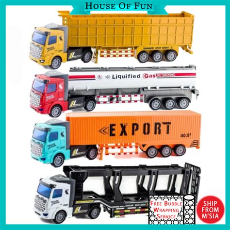 Lori Mainan Kenderaan Pembinaan Treler Helikopter Lori Kayu Truck Construction Transport Trailer