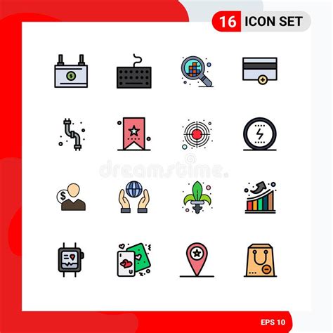 16 Thematic Vector Flat Color Filled Lines And Editable Symbols Of Plumbing Pipes Grid