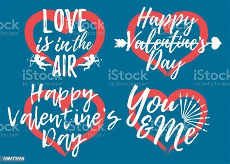 사랑 라벨의 집합입니다 브러쉬는 폰트입니다 발렌타인 배지입니다 벡터 일러스트 레이 션 아이콘 2월에 대한 스톡 벡터 아트 및 기타 이미지 Istock